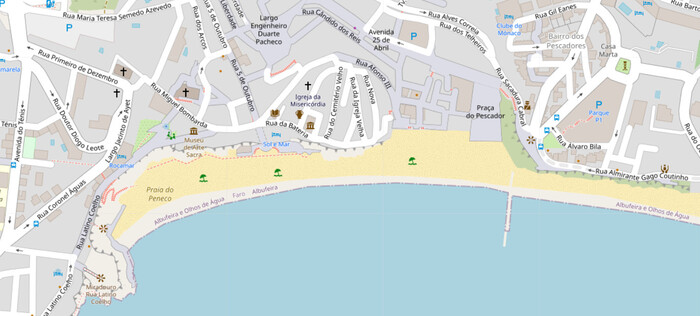 Albufeira Stadtplan - Entdecken Sie die zentrale Algarve